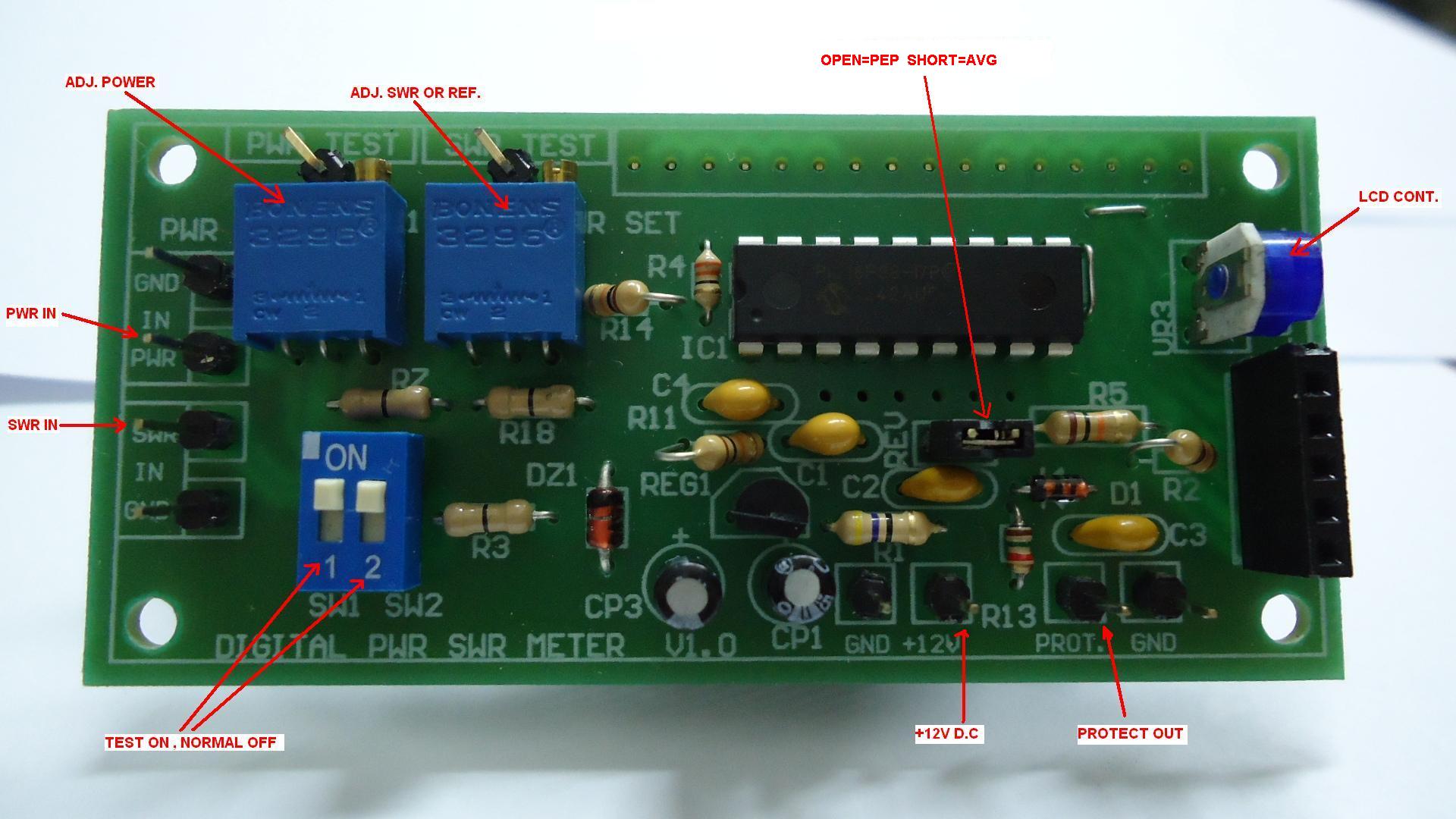 5Kw POWER SWR BRIDGE METER DIGITAL LCD 2x16 BLUE INDICATOR ,SWR PROTECTION